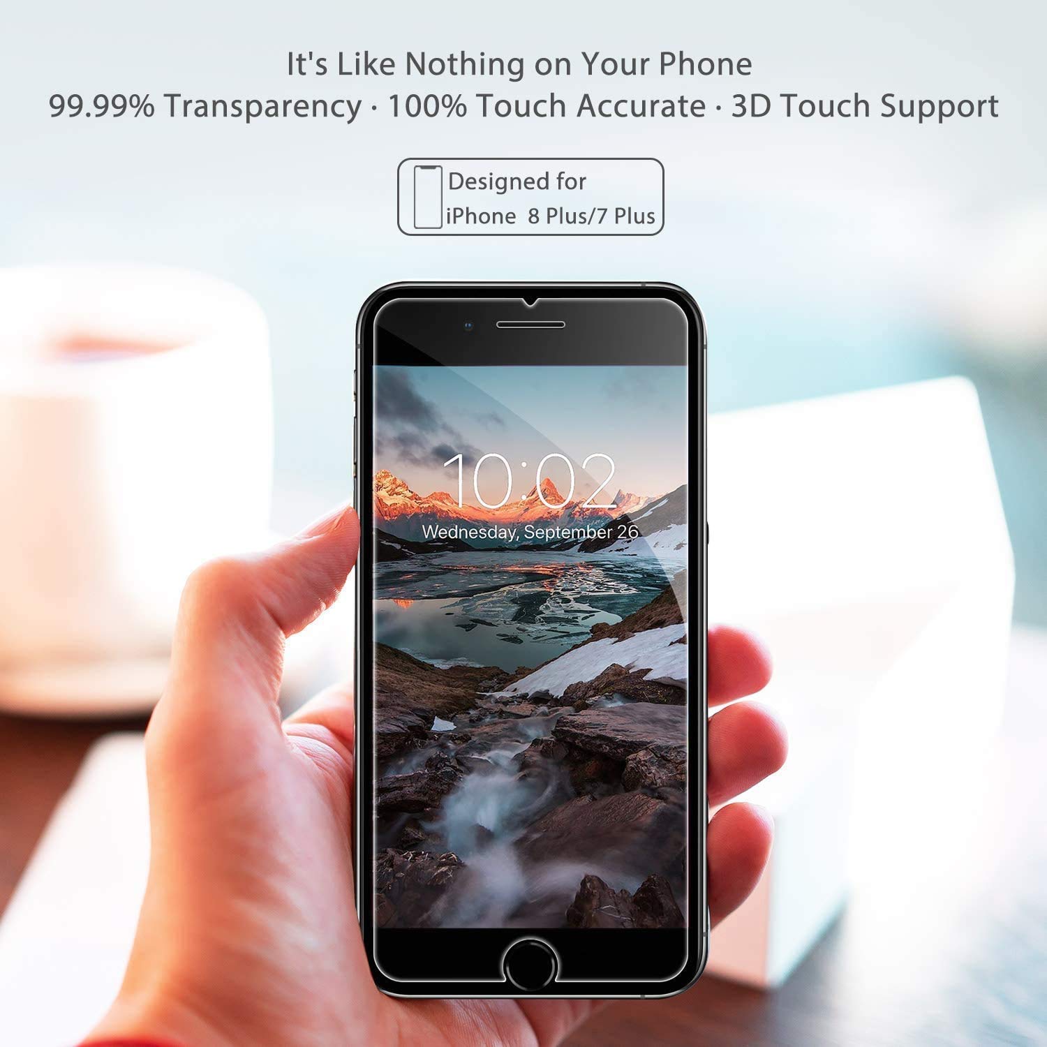 Syncwire [Pack of 3 Tempered Glass Screen Protector for iPhone 8/7 Plus, 2.5D Double Defense Screen Protector with Positioning Aid for iPhone 8/7 Plus, [Scratch-Proof, Anti-Fingerprint]