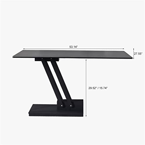 WFHTU 53" Black Sintered Stone Dining Table with Carbon Steel Lifting Shelf Adjustable Height