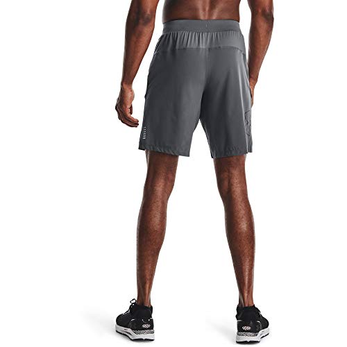 Under Armour Qualifier Speedpocket 9-inch Linerless Shorts, Pitch Gray (012)/Black, X-Large