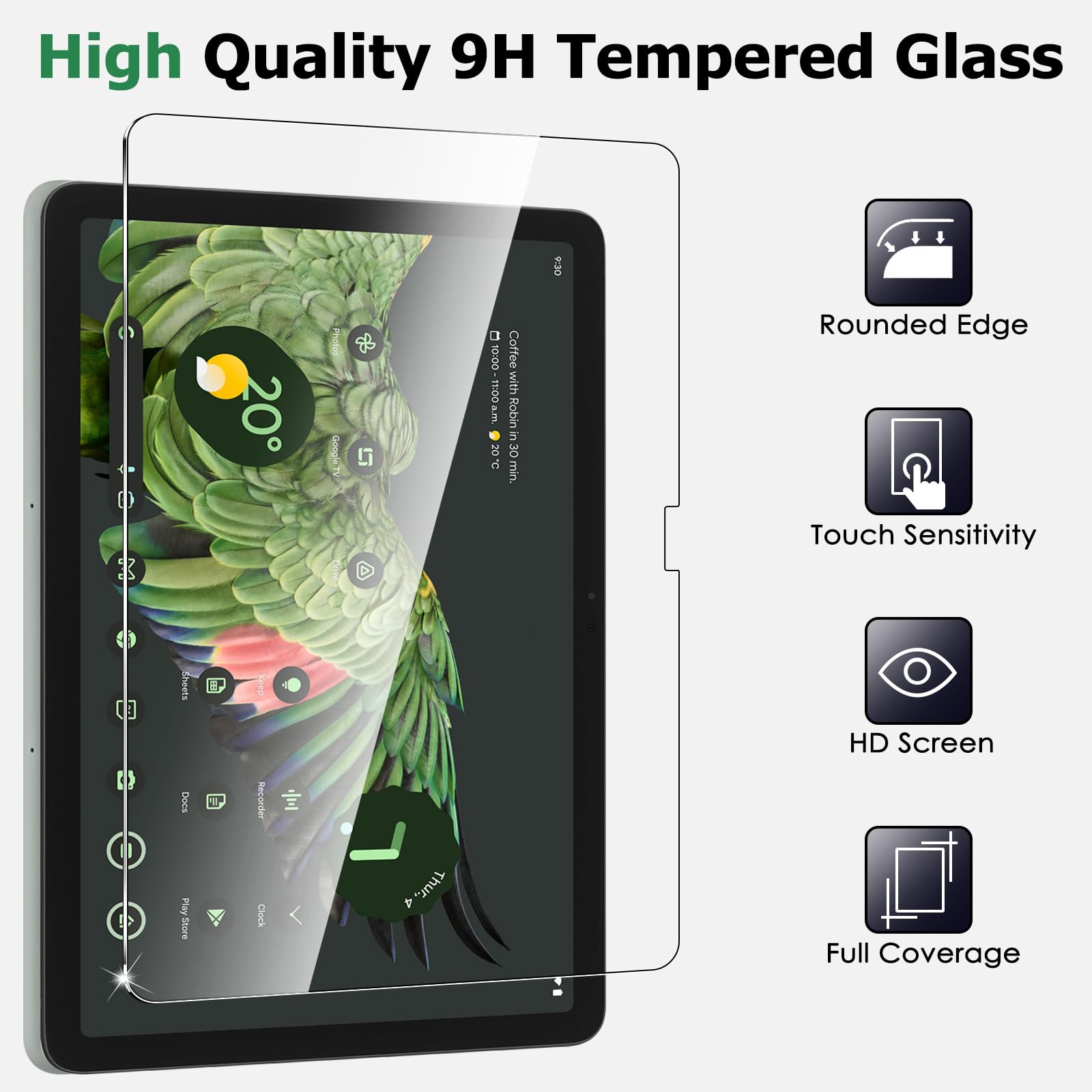 SZJCLTD [2 Pack for Google Pixel Tablet Screen Protector Tempered Glass, Ultra-thin HD Clear Anti-Fingerprint Anti-Scratch Film Protector for Pixel Tablet 2023 (11 inch)