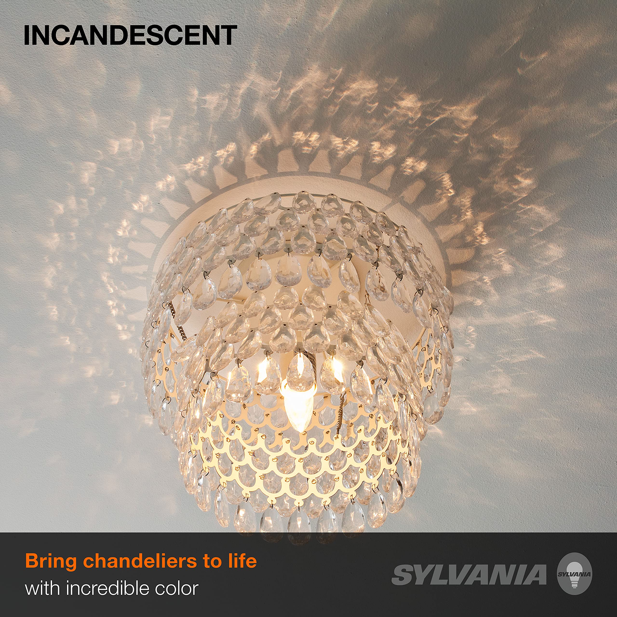 SYLVANIA F15 Décor Incandescent Light Bulb, 25W, Iridescent Finish, 205 Lumens, Medium Base, 120V - 2 Pack (13821), Warm White