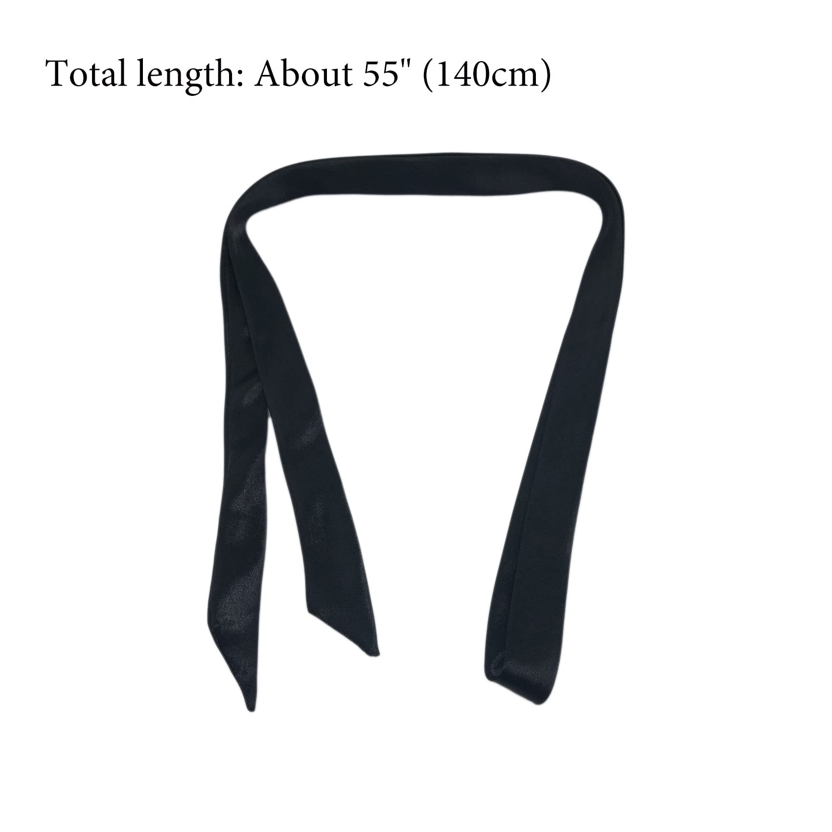 Women Long Silk Bow Tie, Ladies Satin Self Necktie/Ribbon BowTie For T-shirt Decoration Valentine's Day Gift W-B-T1 (black)