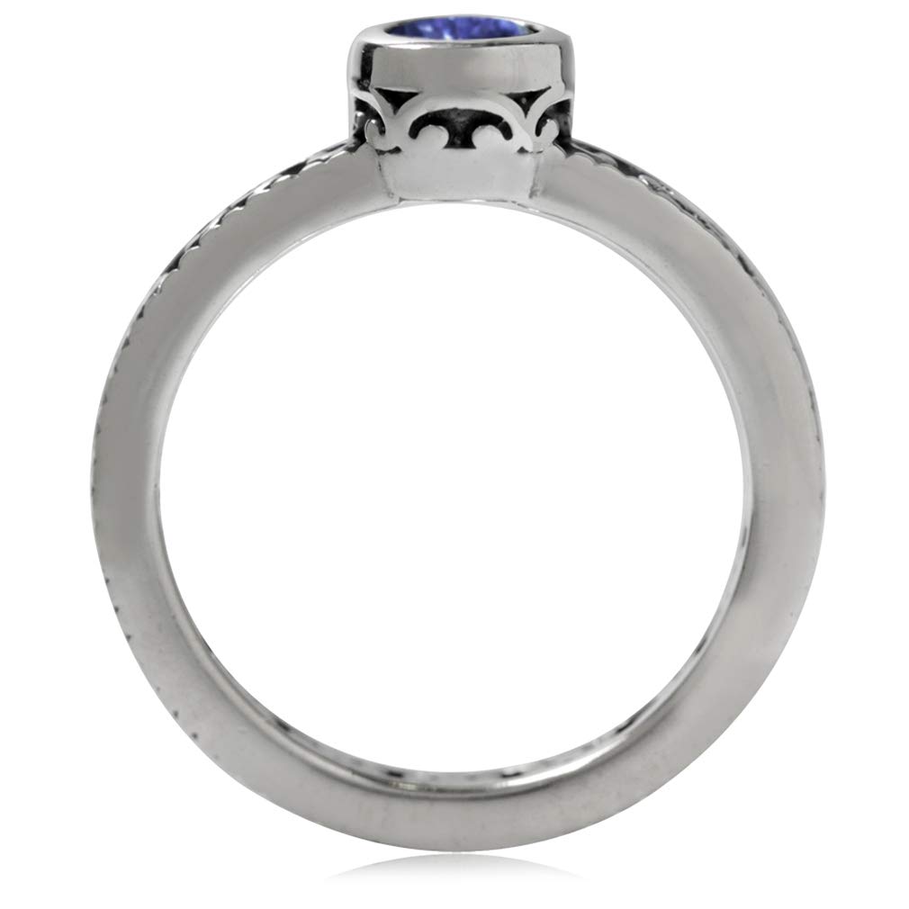 Silvershake Genuine Blue Topaz 925 Sterling Silver Stack Stackable Filigree Ring Size 7