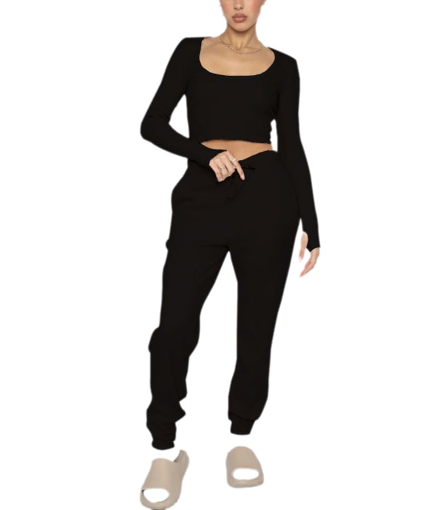 THLAI Letter Print 2 Piece Outfits for Women Long Sleeve Pullover Top and Long Gradient Pants Tracksuits Jogging Workout Set