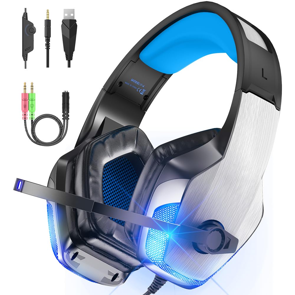 WolfLawS Gaming Headset for Xbox Series X/S, Xbox One, PS5, PS4, PC, Switch, Over Ear Headphones with Noise Isolating Mic, Bass Surround Sound, Memory Foam Ear Pads