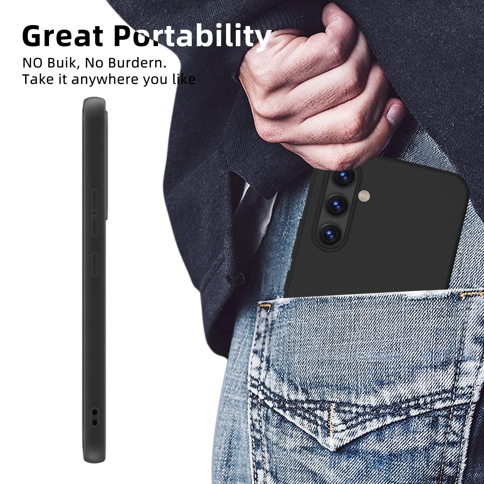 X-level Samsung Galaxy A54 5G Case Slim Fit Soft TPU Super Ultra-Thin [Guardian Series] A54 5G Phone Back Cover Light Protective Matte Finish Coating Case Compatible Samsung A54 5G-Black