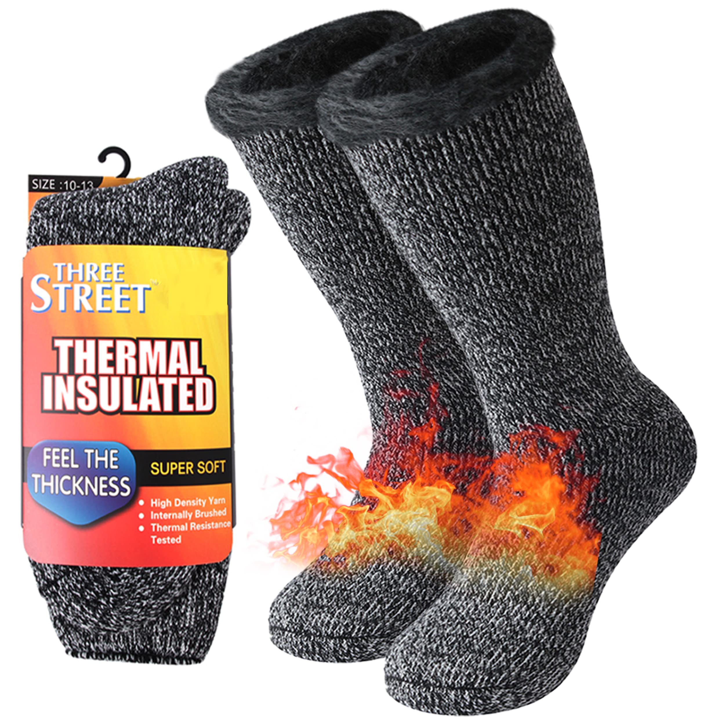 Warm Thermal Socks, Three street Unisex Winter Fur Lined Boot Thick Insulated Heated Socks For Cold Weather, 9#2 Pair Light Navy-warmest Thermal Socks Women, Medium