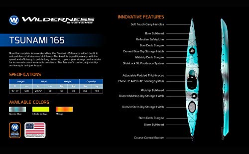 Wilderness Systems Tsunami 165 | Sit Inside Touring Kayak | Kayak with Rudder | 16' 6" | Mango