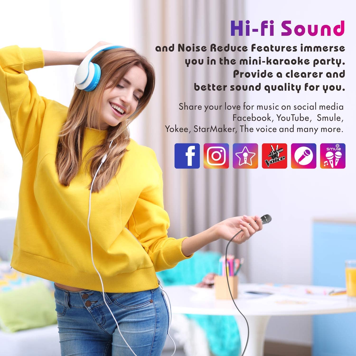 Wootrip Mini Karaoke Microphone, Mini Voice Recording Microphone Portable Karaoke Mic for Singing, Voice Recordingā¦