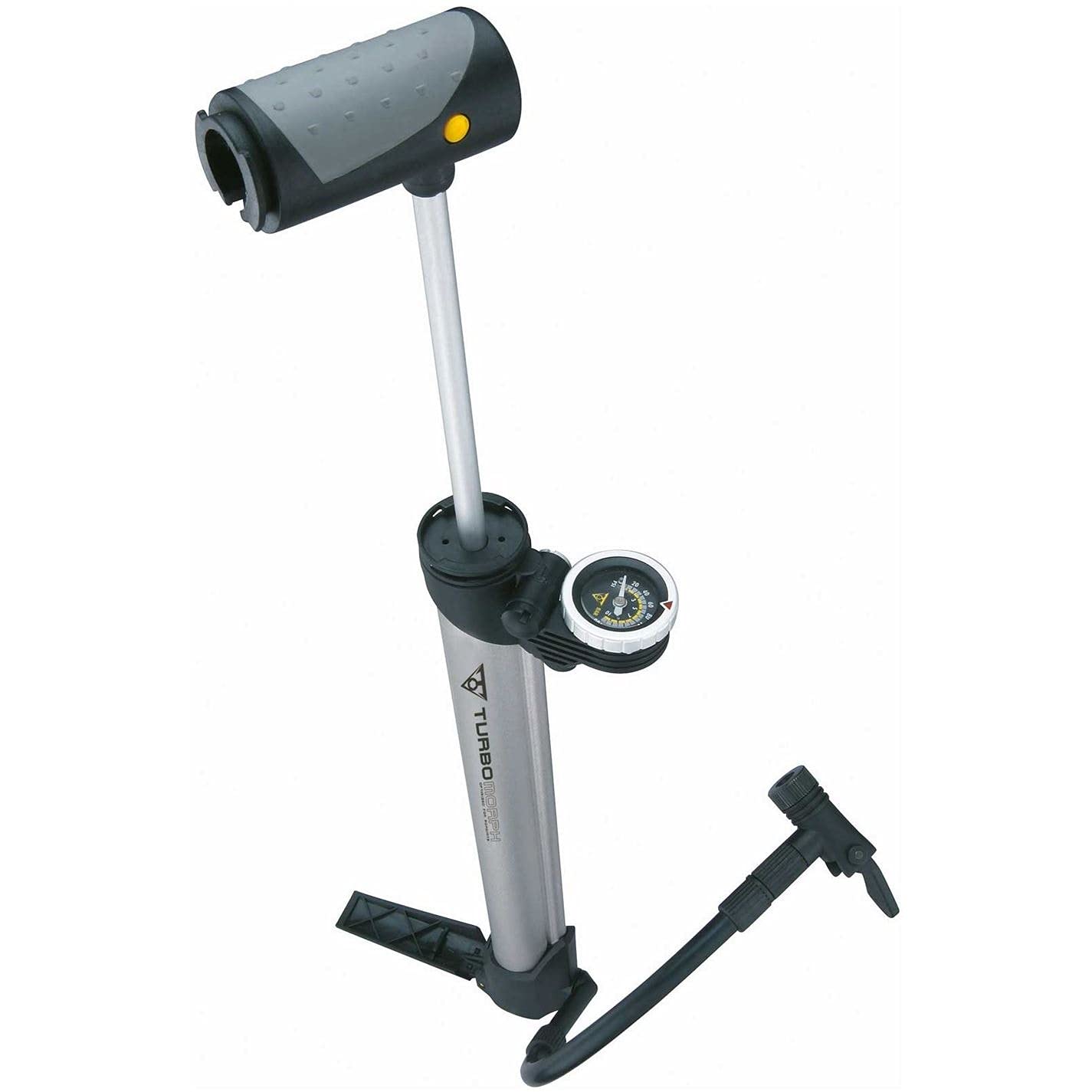 Topeak Turbo Morph Bike Pump with Gauge, L x W x H 32.2 x 5.8 x 3 cm / 12.7” x 2.3” x 1.2”,Silver/ Black
