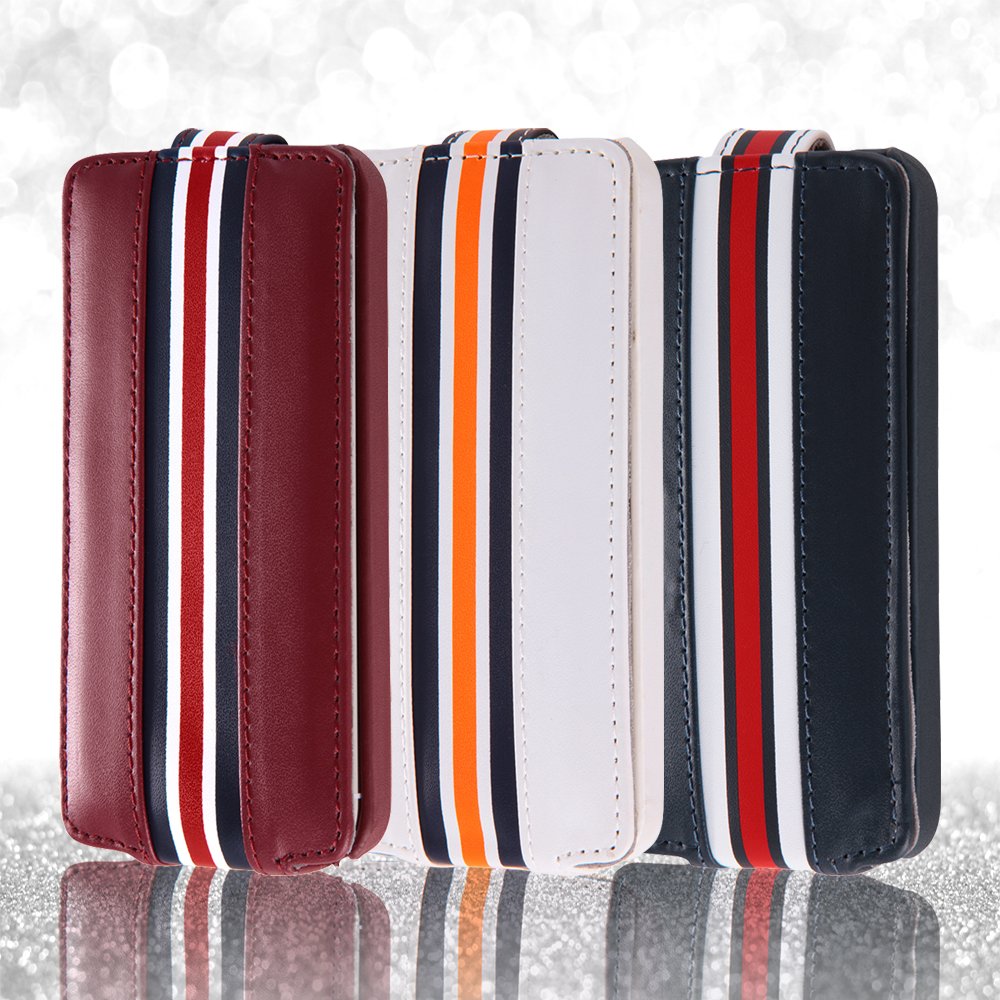 Synthetic Leather Flap Style Case for iPhone 5 (Red/Red Navy Line)