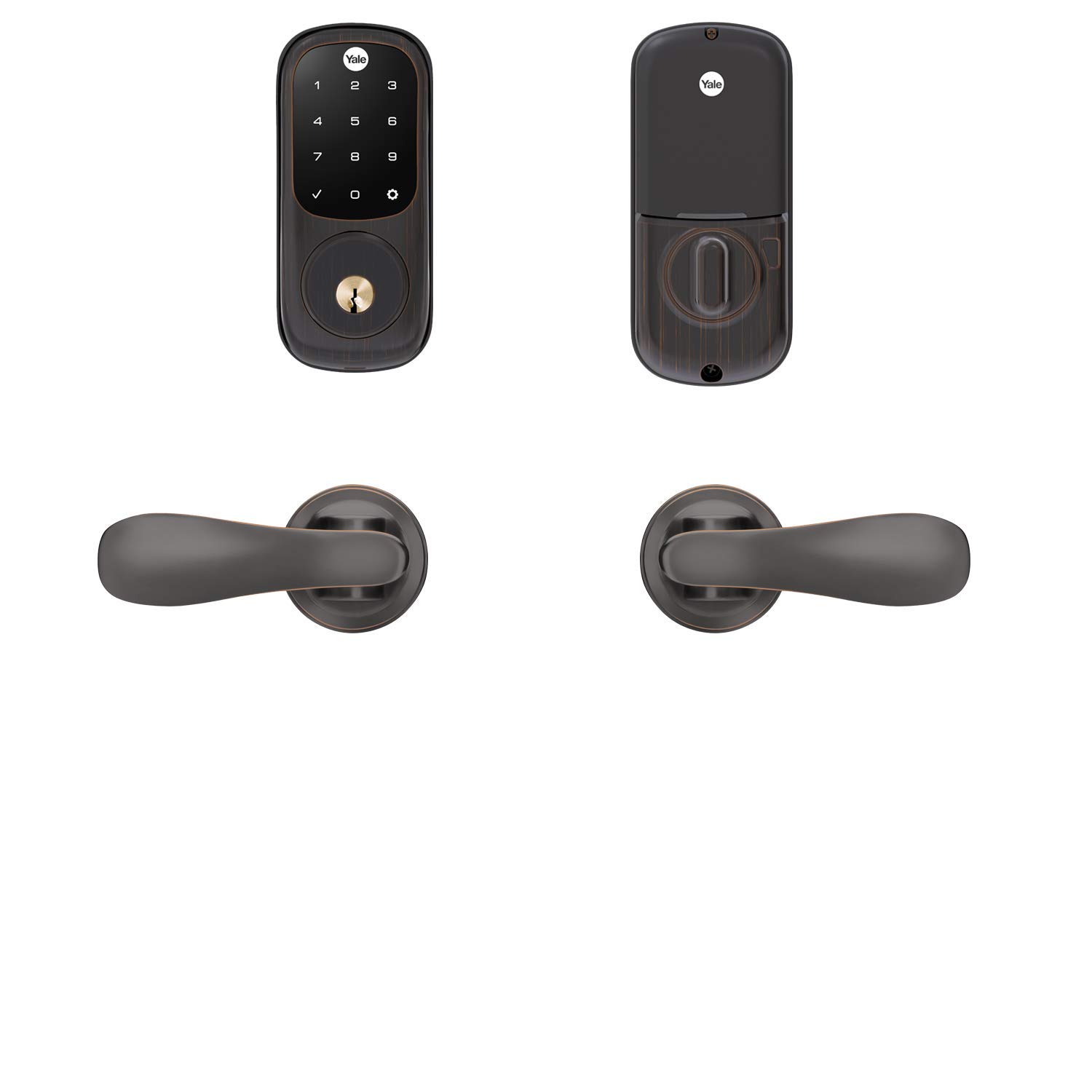 Yale Security B-YRD226-ZW-NV-0BP Yale Assure Lock Z-Wave Navis Paddle-Works with Ring Alarm, Smartthings, and Wink Smart Touchscreen Deadbolt with Matching Lever, Oil Rubbed Bronze