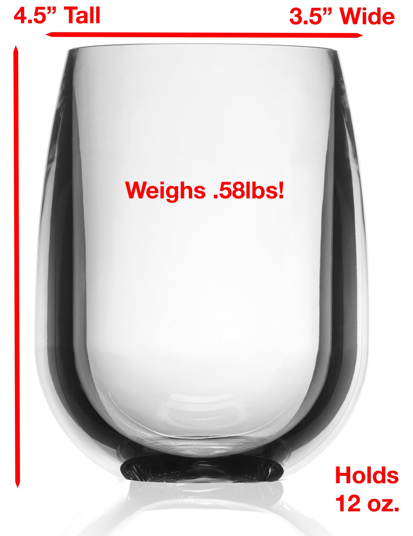 Symglass Unbreakable Clear Stemless Wine Glass Looks,Feels,Weighs Same as Glass(.58lbs),DW Safe!2PK