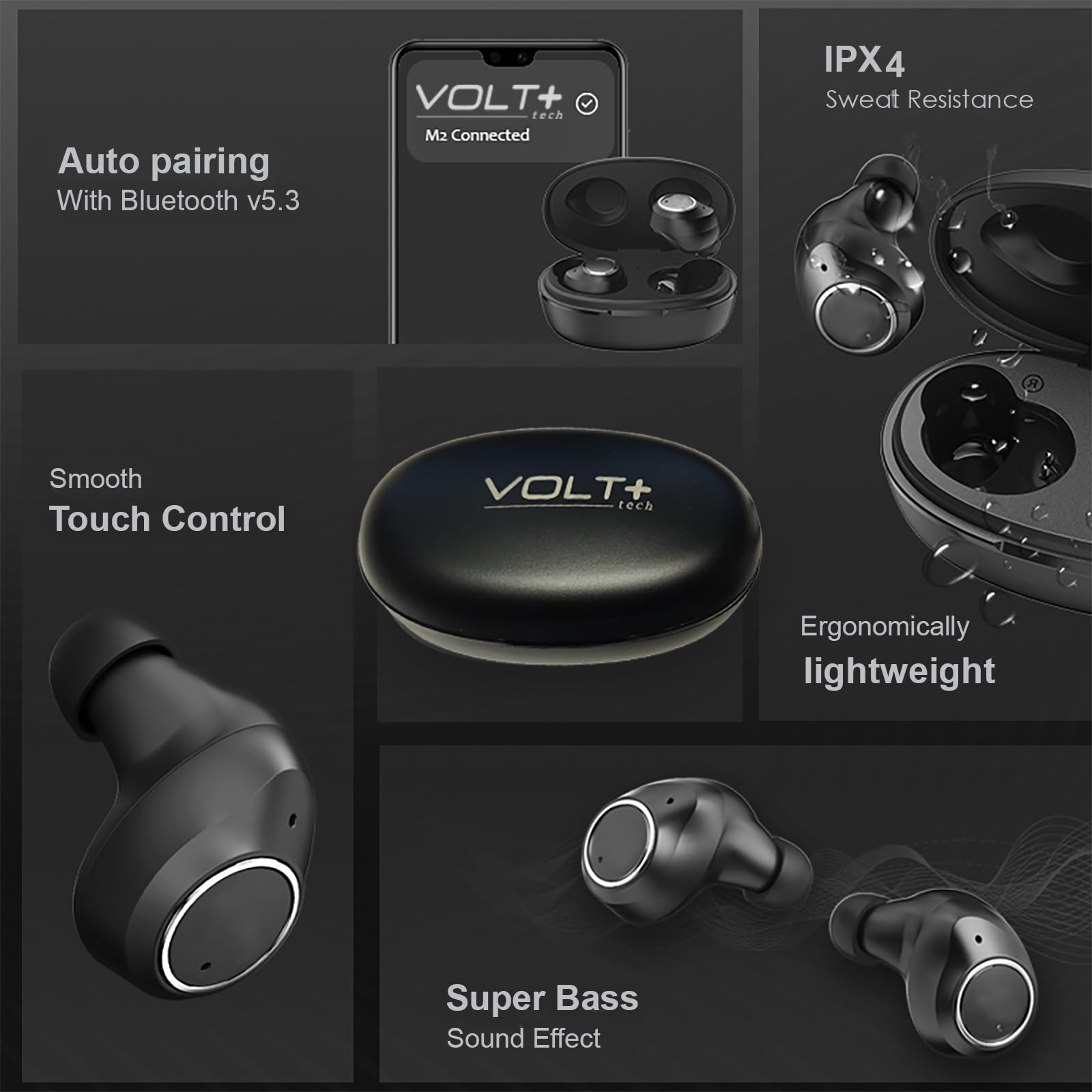 Works for LG G3 Beat by Cellet Wireless V5 Bluetooth Earbuds Compatible with LG G3 Beat with Charging case for in Ear Headphones. (V5.0 Black)