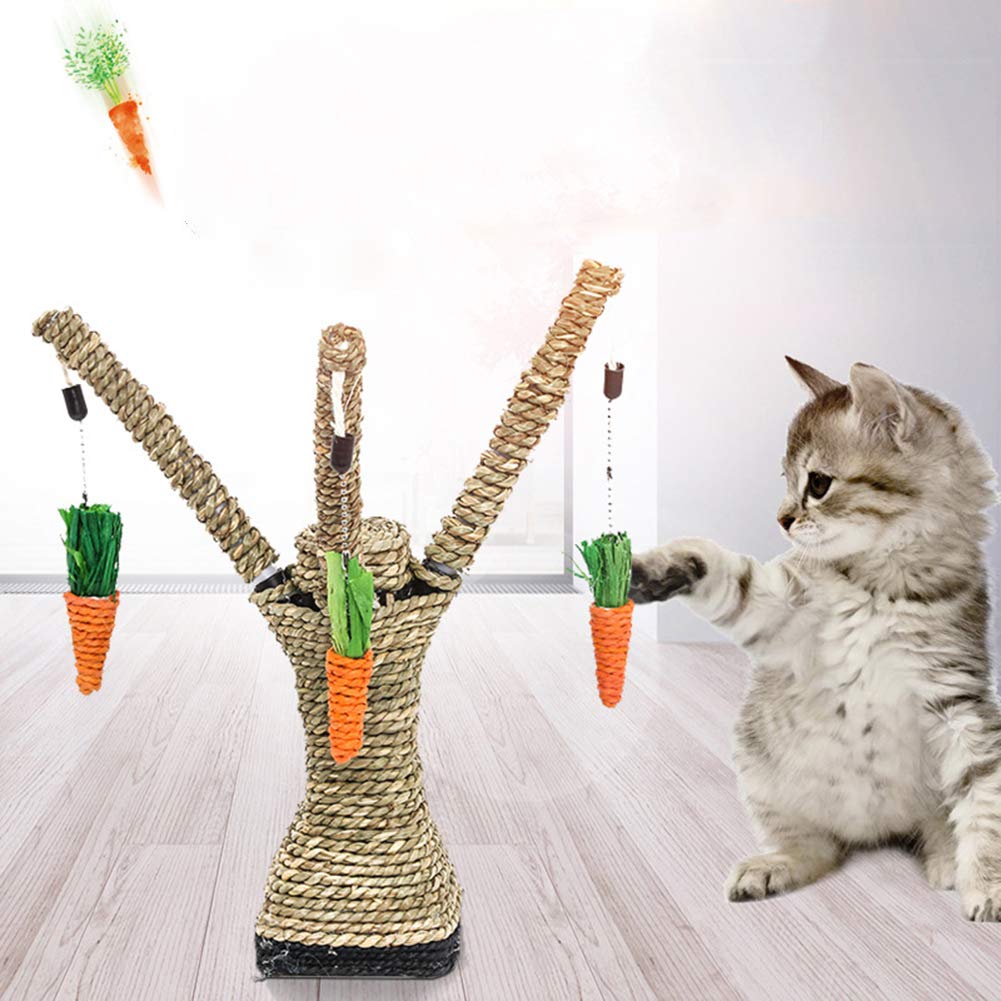yanbirdfx Cat Scratcher Tree Shape Hanging Carrot Scratch-Resistant Post Toy Pet Supplies