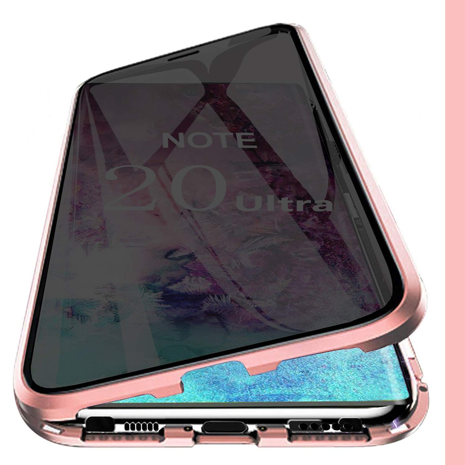 Woskko Anti-peep Case Compatible Galaxy Note20 Ultra Magnetic case, Magnetic Adsorption Double-Sided Privacy Screen Protector Case Cover for Samsung Galaxy Note20 Ultra 6.9 inch 5G 2020 (Bronze Gold)