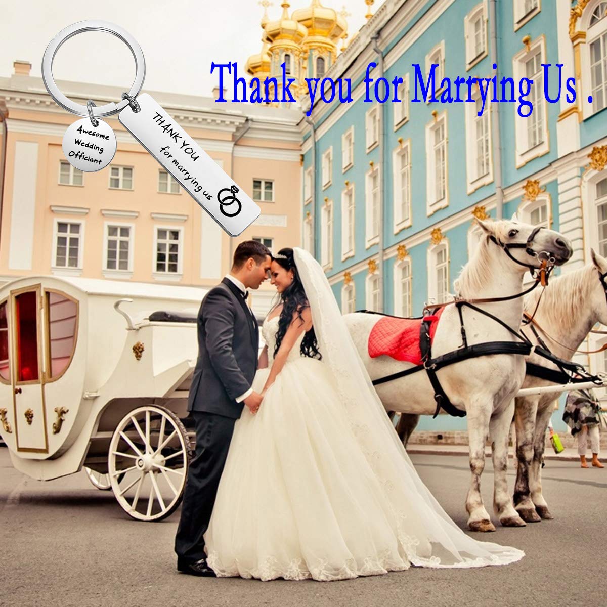 Wedding Officiant Gift Thank you for Marrying Us Keychain Officiant Appreciation Gift Bridal Party Gift for Wedding Officiant (WOfficiant-Keychain)