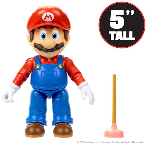 THE SUPER MARIO BROS. MOVIE - 5 Inch Action Figures Series 1 β Mario Figure with Plunger Accessory