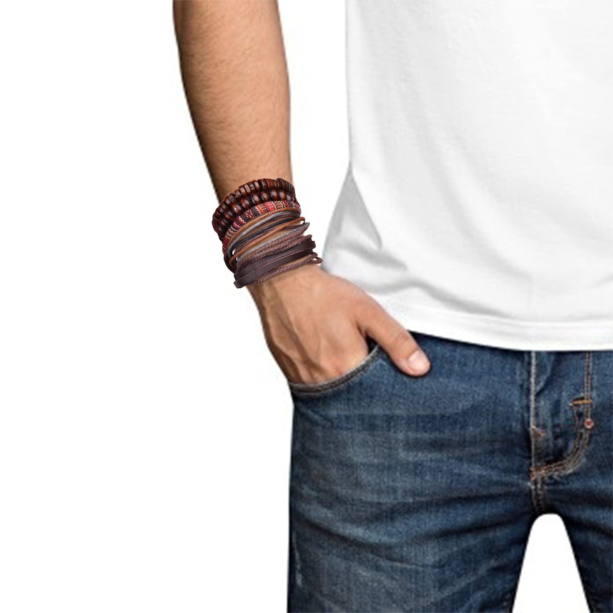 THUNARAZ 20-21Pcs Braided Bracelets for Men Women Ethnic Tribal Bracelets Boho Hemp String Strand Bracelet