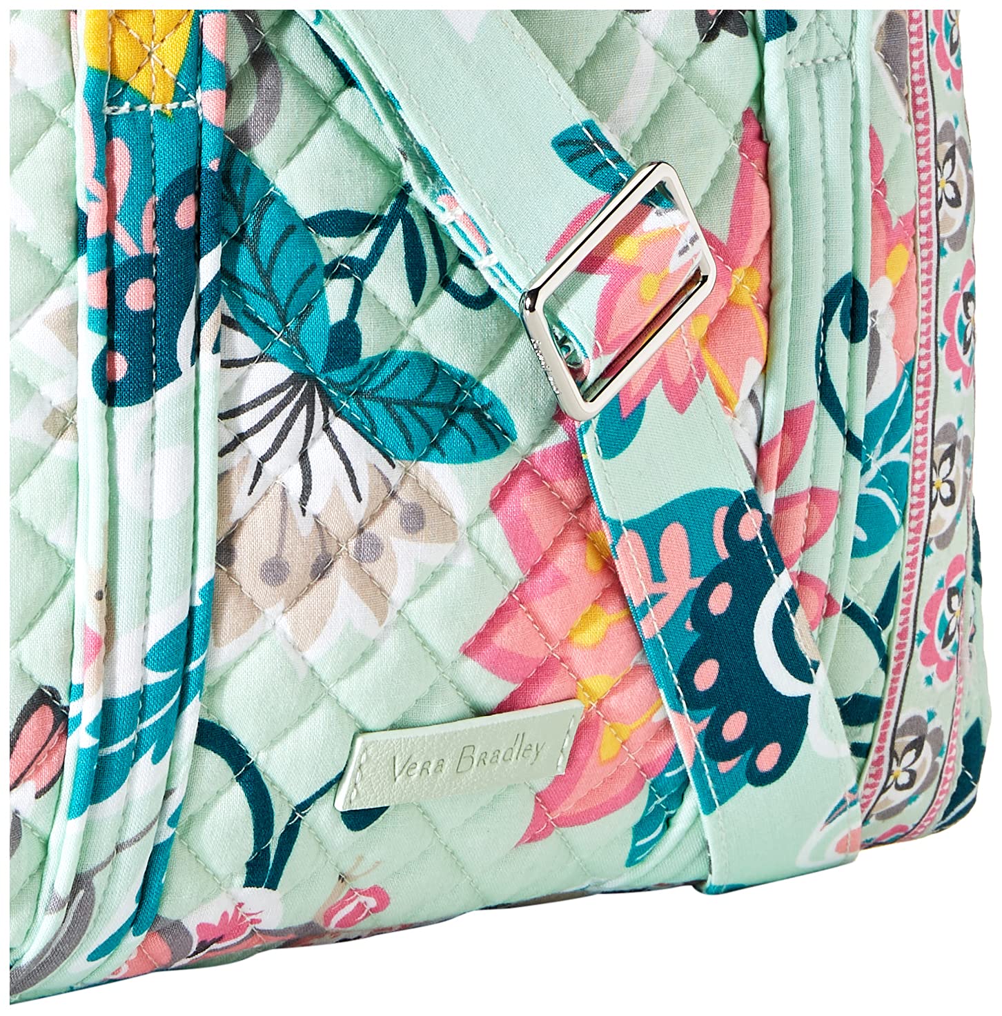 Vera Bradley Women's Cotton 100 Handbag, Mint Flowers, One Size