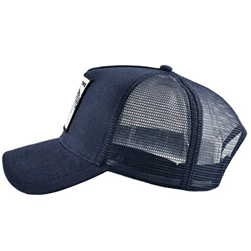 Unisex Animal Mesh Trucker Hat Strapback Square Patch Baseball Caps (One Size, Blue Wolf)