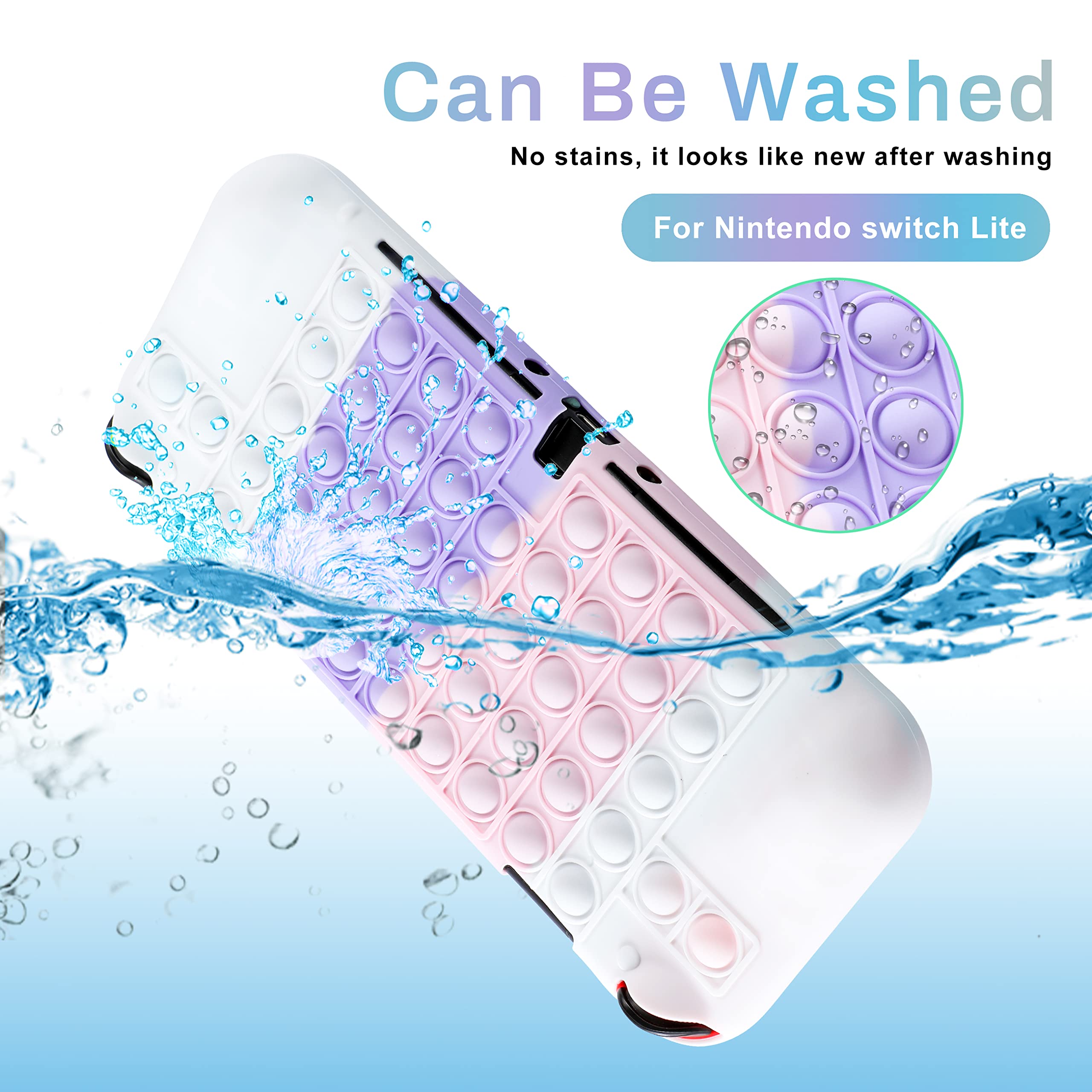 WowChic for Nintendo Switch OLED Silicone Bubble Case Cute Kawaii Funny Design for Kids Girls Boys Teen Switch Controller Controllers Cases Protective Cover for Nintendo Switch OLED (White Pink)