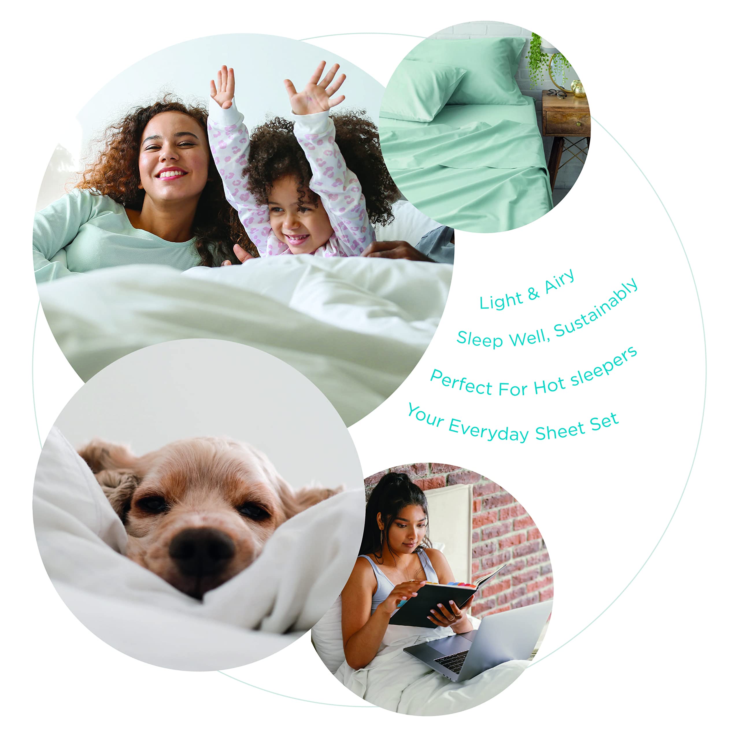 Welhome Soft Finish 100% Cotton Percale Sheet | 4 Piece Set | Queen Size | White | Deep Pocket Fitted Sheet Fits Mattress Upto 18" | Soft & Cool | Breathable | Durable | Easy Fit