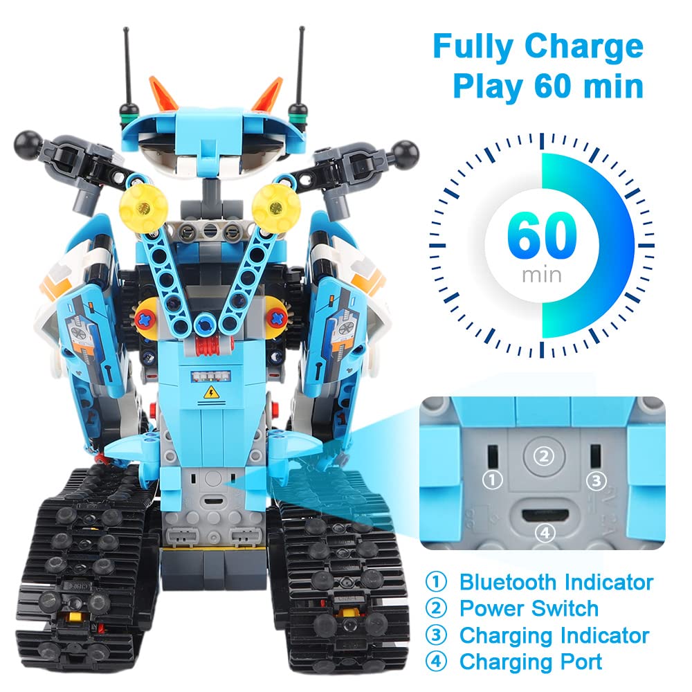 Zivmin Remote Control Robot Building Kit, 2-in-1 STEM Building Blocks Robot Toys Set Remote Control Engineering Science Educational Building Toys Kits for 8 9 10 11 12+ Boys and Girls Gift 701 PCS