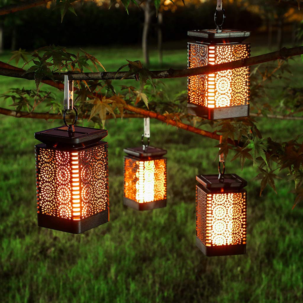 Solar Light Outdoor Simulation Flame Light Home Garden Landscape Lighting, LED Intelligent Light Control Induction Light Black Outdoor Waterproof Light