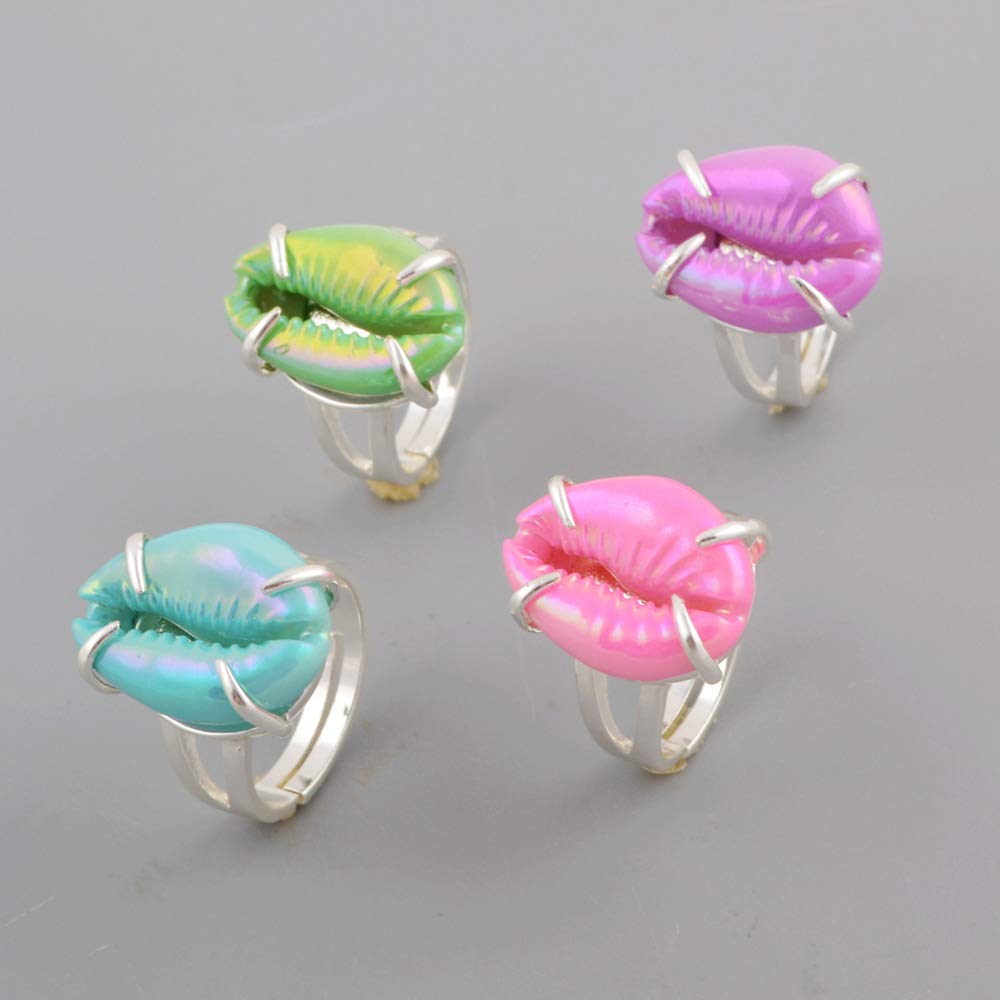 ZENGORI 1 Pcs Pretty Claw Cowrie Shell Titanium Rainbow Color Ring Purple ZS0410-PL