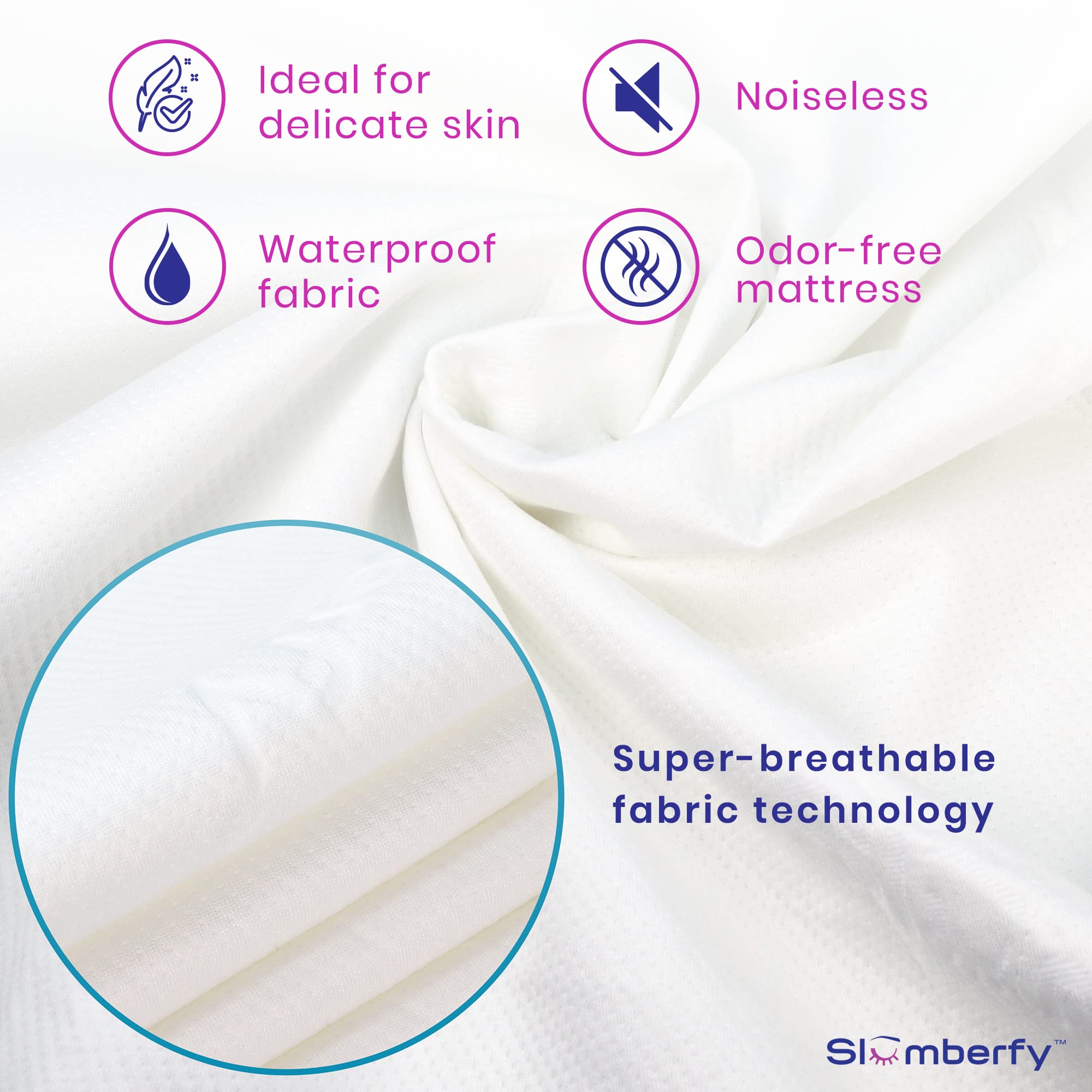 Waterproof Mattress Protector by Slumberfy | Hypoallergenic Bamboo Mattress Protector | Natural + Breathable Jacquard Fabric | King Mattress Cover β 76x80β