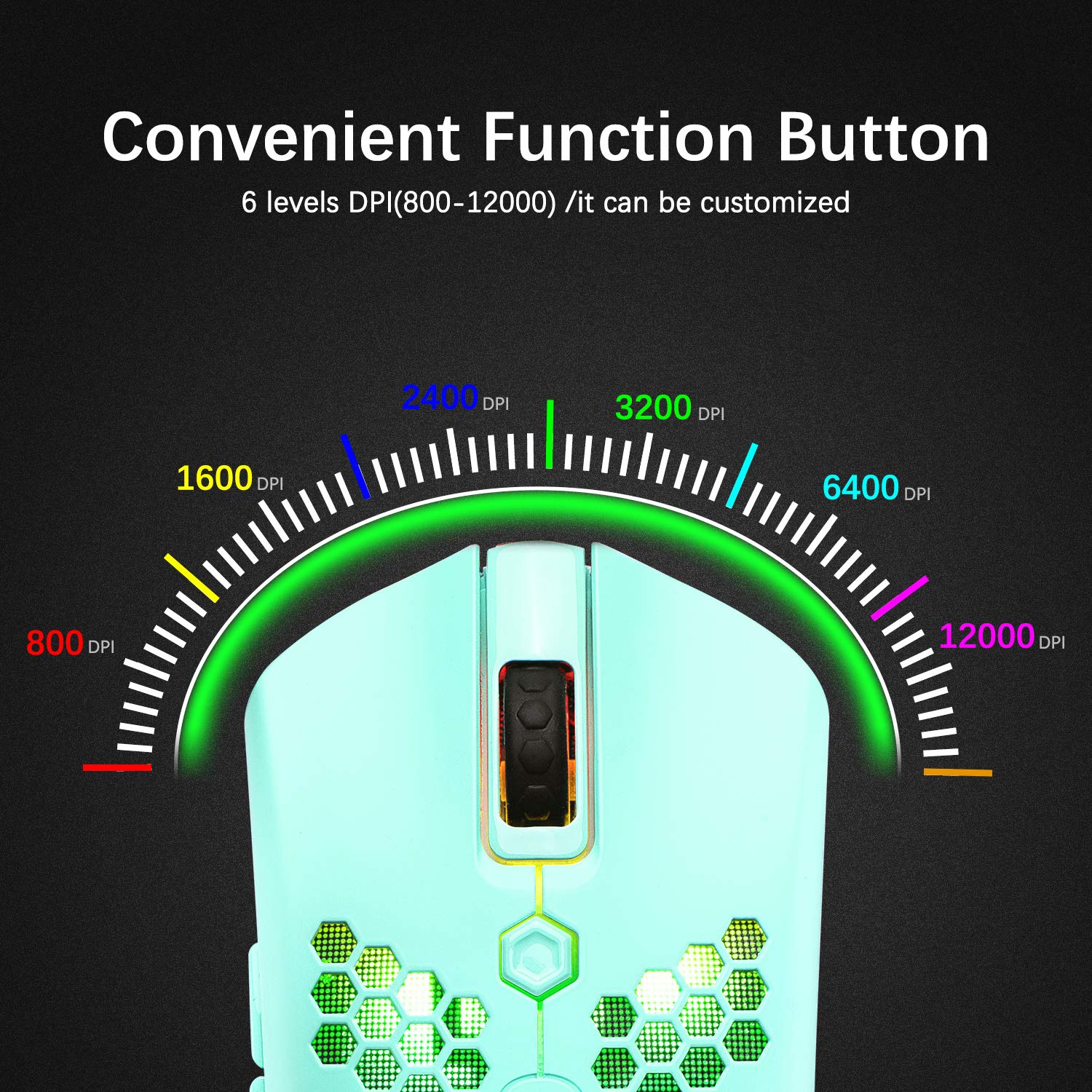 ZIYOU LANG M5 RGB Lightweight Wired Gaming Mouse with 12000 DPI 6 Programmed Buttons,65G Honeycomb Shell,Ultralight Ultraweave Cable,Pixart 3325 Optical Sensor Gamer Mice(Black)