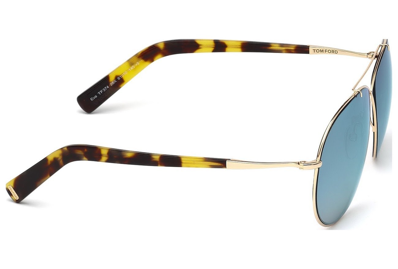 Tom Ford FT0374 28X Gold Eva Pilot Sunglasses Lens Category 2 Lens Mirrored Siz