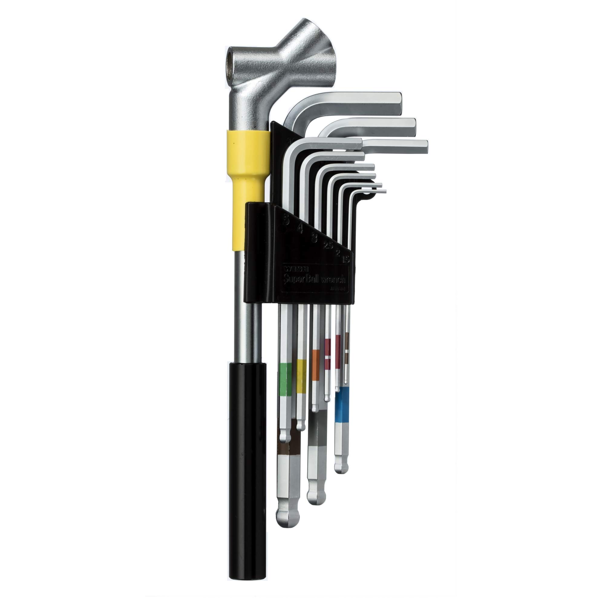WISE TOOLs, SBR-1000L Ball-Point Hex Key Wrench (Long) with Return Handle SP(Set items: 1.5, 2.0, 2.5, 3.0, 4.0, 5.0, 6.0, 8.0, 10.0mm)
