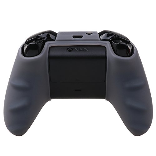YoRHa Silicone Cover Skin Case for Microsoft Xbox One X & Xbox One S Controller x 1(Grey) with Pro Thumb Grips 8 Pieces