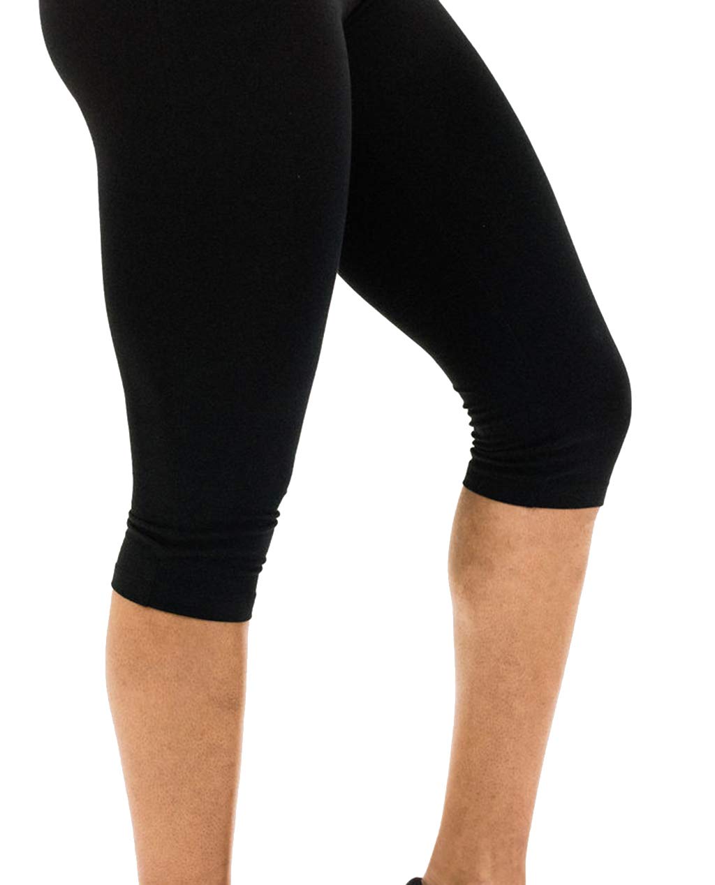 Spalding Womens Activewear Cotton Spandex 17" Inseam Capri Leggings, Black, Large US