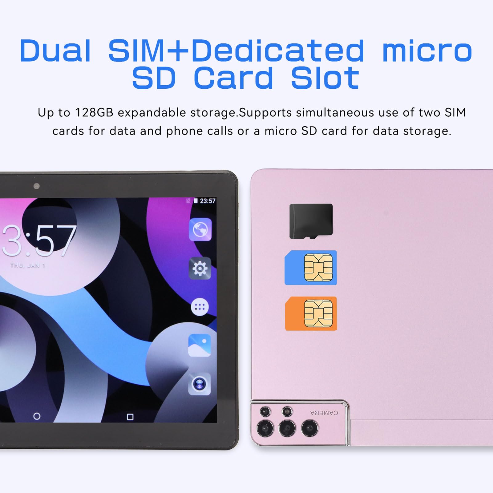 Yoidesu Android 12 Tablet, 10.1 Inch 4GB RAM 64GB ROM Tablet, Octa Core MT6735 Processor, 8MP + 13MP Camera, Bluetooth, WiFi, GPS, FM, with Bluetooth Headset (US Plug)