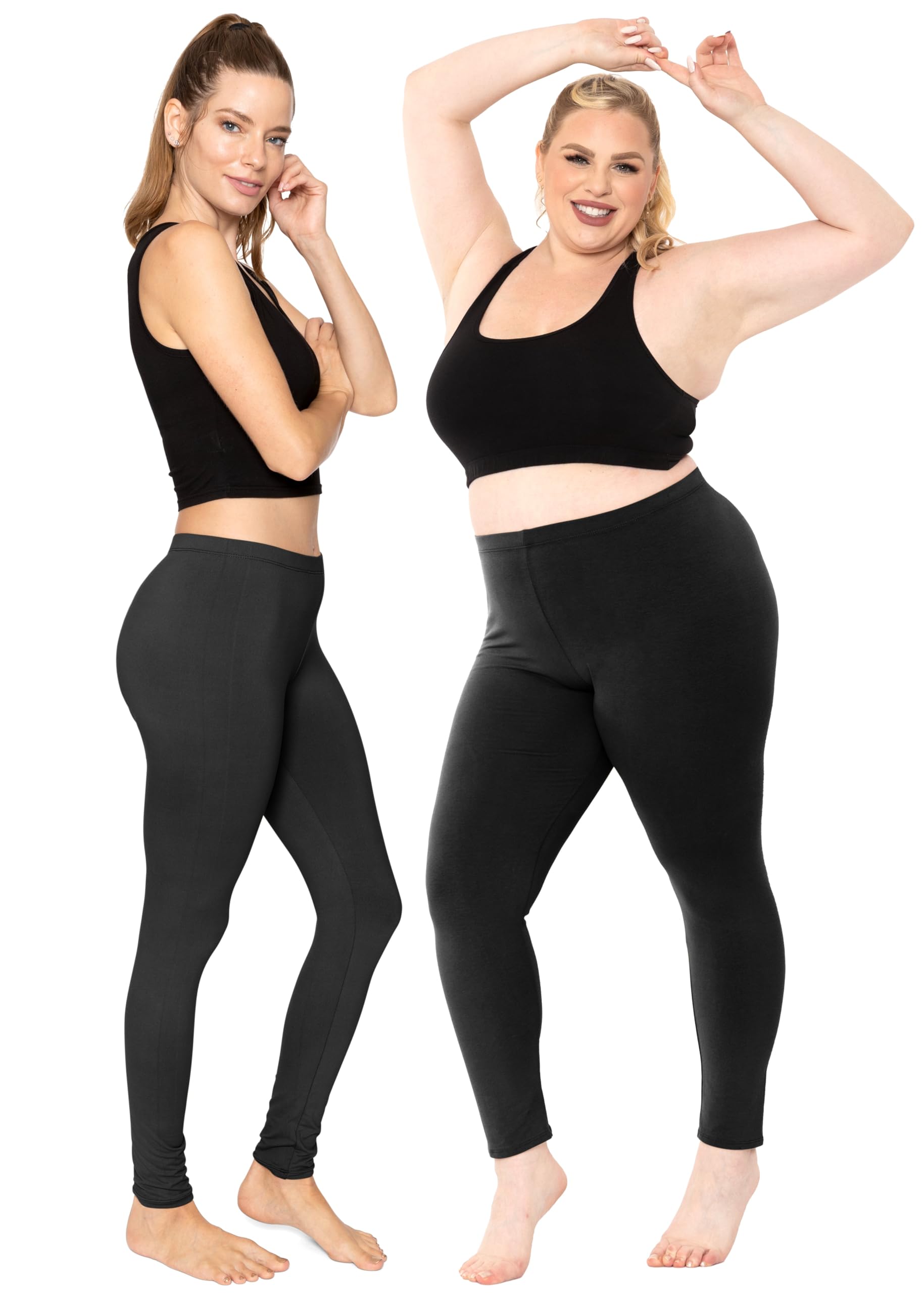 Women's Cotton Plus Size Leggings Black 4X