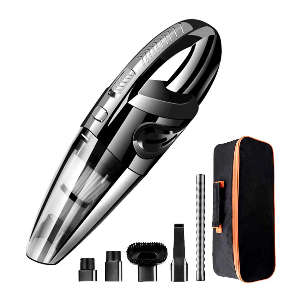 SZFY Handheld Vacuum Cordless Portable Wet Dry Vacuum Cleaner for Car Home Pet Hair with Filter Rechargeable 2200mAh Lithium Battery 120W 4500PA Powerful Suction (Black)