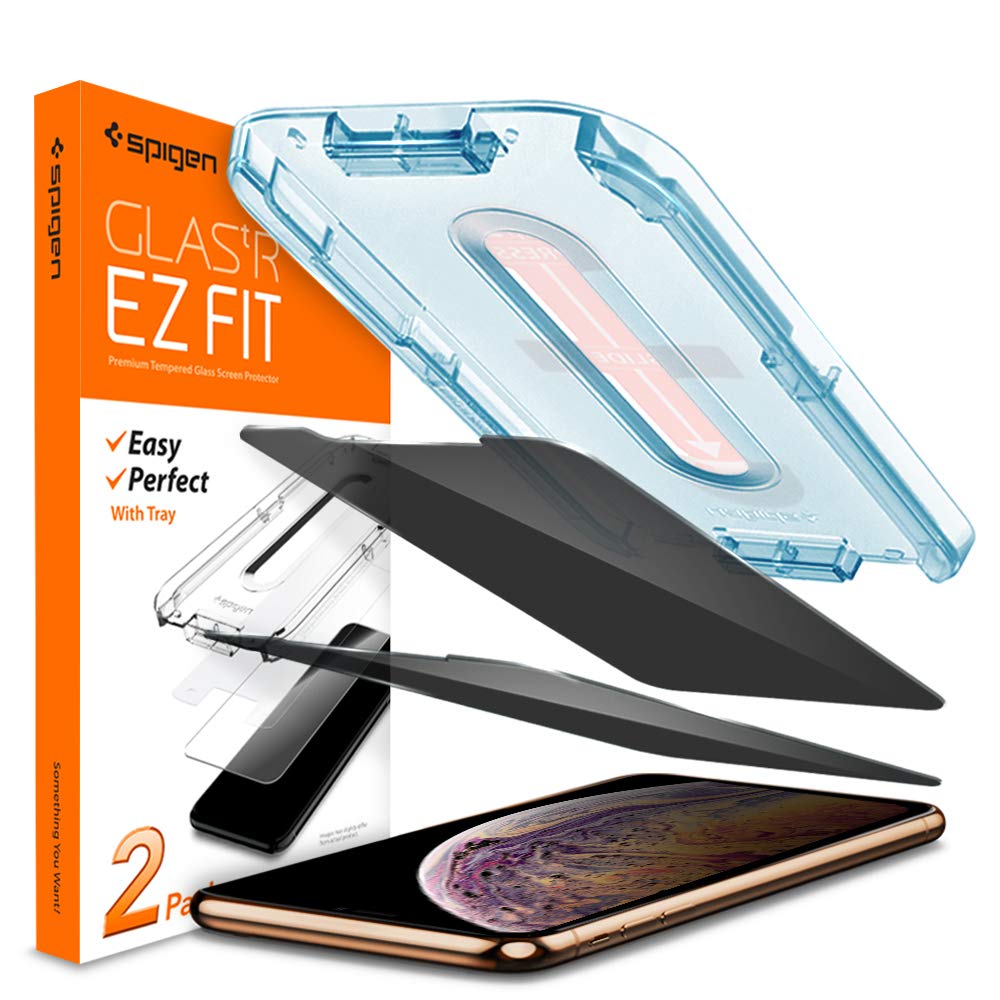 Spigen Tempered Glass Screen Protector [Glas.tR EZ Fit] designed for iPhone 11 Pro Max/iPhone Xs Max [2Pack] - Privacy