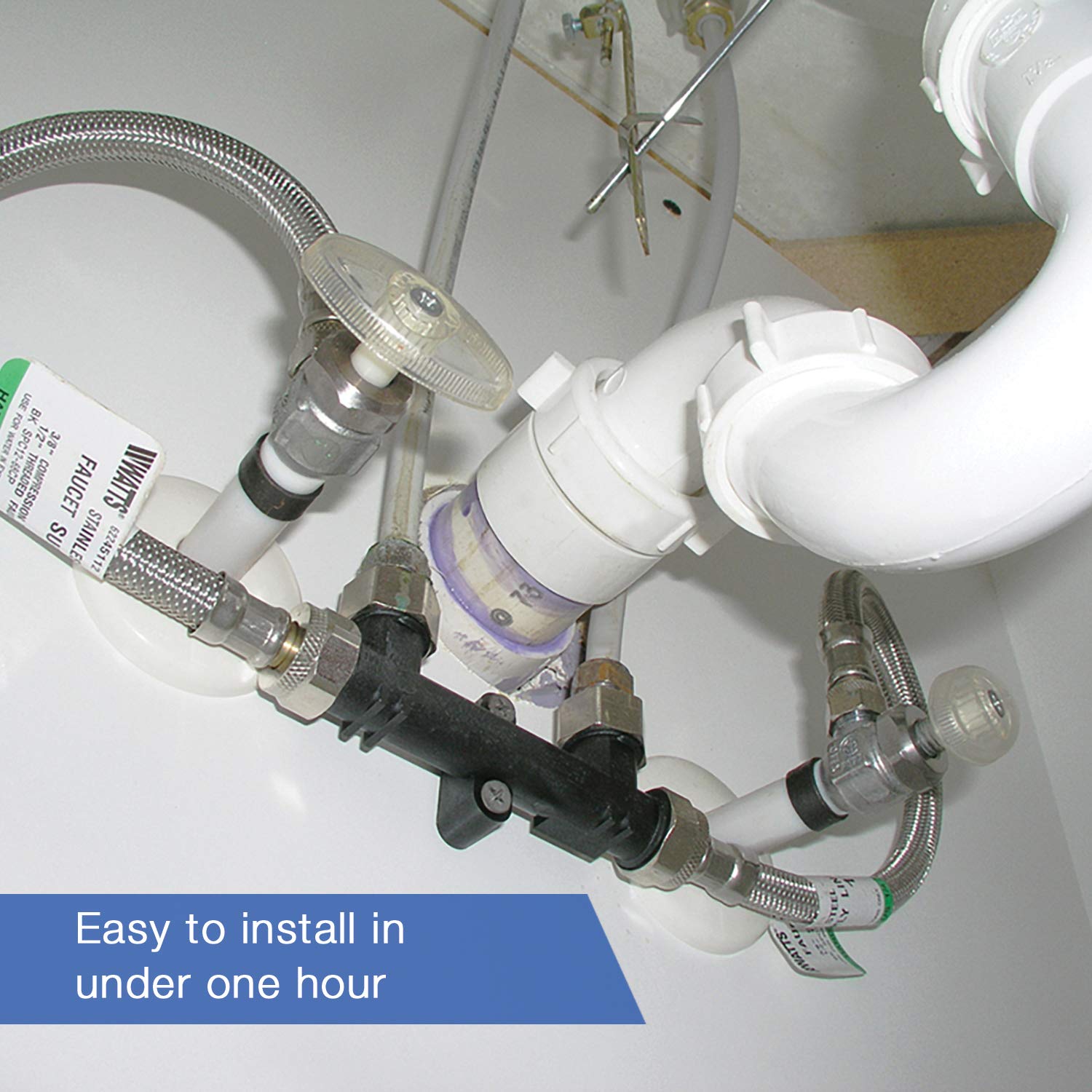 Watts Premier Extremely Quiet Instant Hot Water Recirculating Pump System with Built-In Timer for Tank Water Heaters, 6.2 Inches x 6.0 Inches x 5.0 Inches Device + Equipment