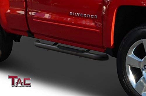 TAC Side Steps Running Boards Fit 1999-2018 Chevy Silverado/GMC Sierra 1500 Regular Cab|1999-2019 Silverado/Sierra 2500/3500 Regular Cab (Exclude C/K Classic) 3" Step Rails Side Bars Nerf Bars