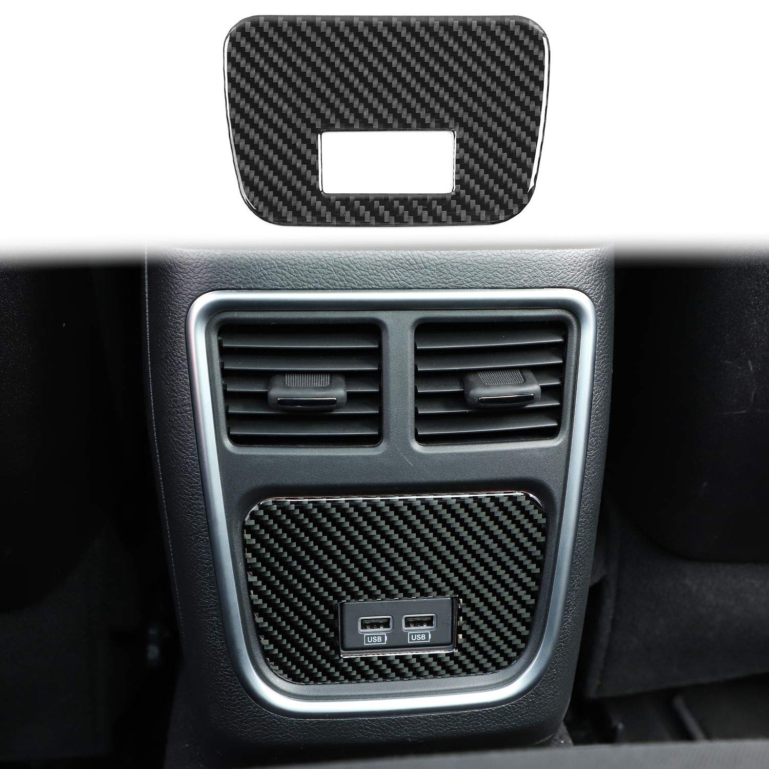 Voodonala for Charger Real Carbon Fiber Rear Air Condition Outlet Vent Trim for 2015-2019 Dodge Charger, 1pc