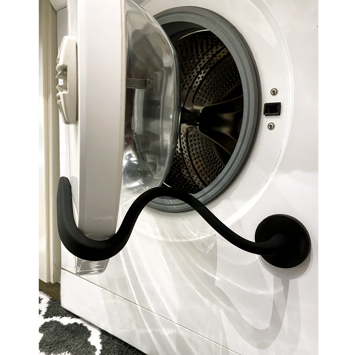Spidfee Front Load Washer Door Prop, Magnetic Flexible Washer and Dryer Door Support Keep Washer Drying Door Open to Keep Dry - Black