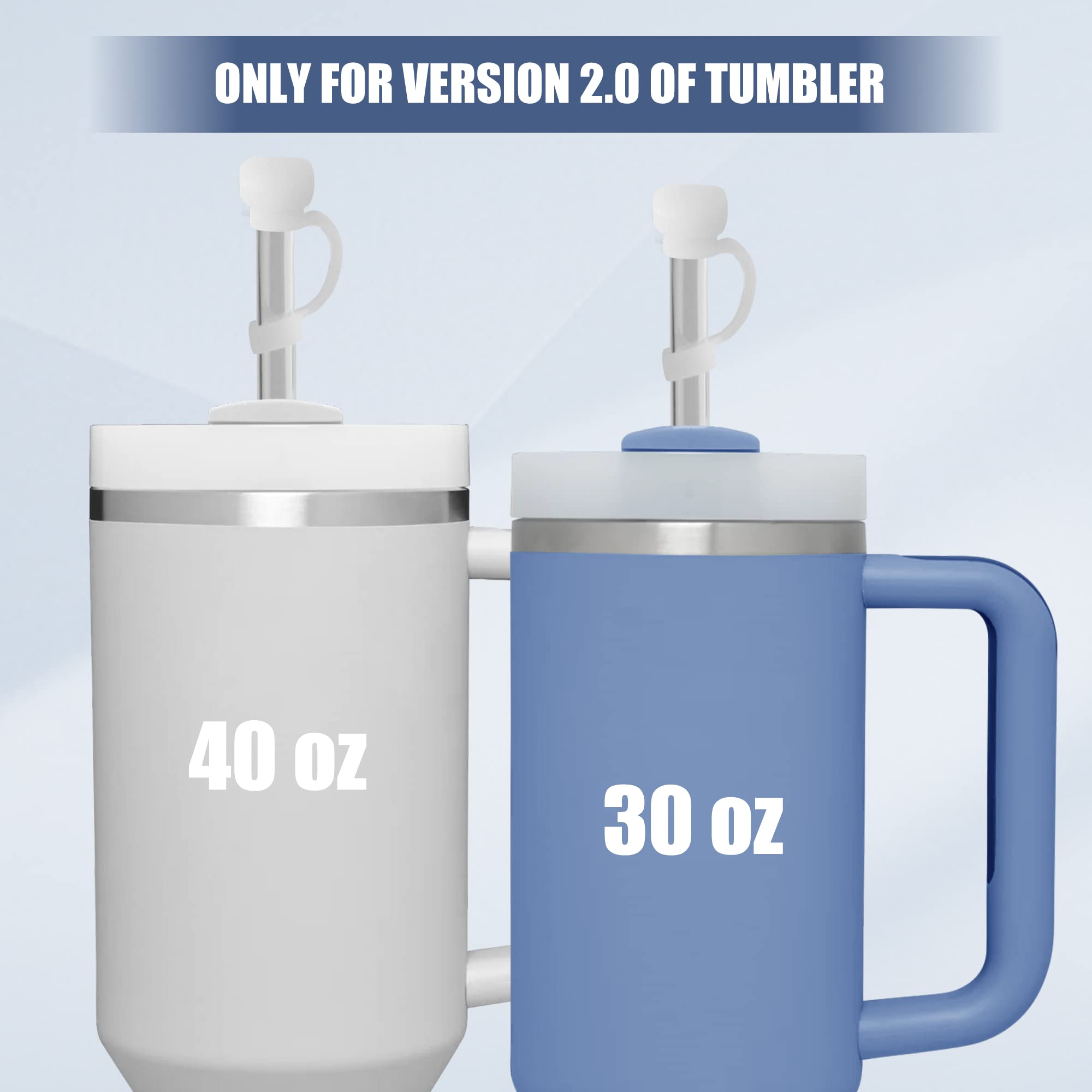 Spill Proof Stopper Silicone, 9Pcs Tumbler Accessories Compatible with Stanley Cup 2.0 40oz/ 30oz, 3 Straw Cover Cap, 3 Square Spill Stopper and 3 Round Leak Stopper