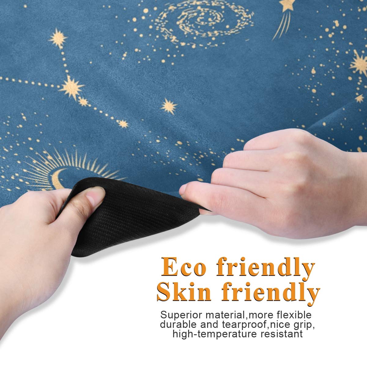 VIKKO Space Galaxy Constellation Moon Star Blue Yoga Mat Ultra Thin Folding Mat for Exercise Fitness Pilates Stretching Meditation