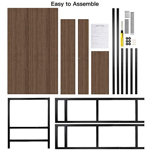 Yoleo Computer Desk with 4 Tier Storage Shelves - 53.54'' Student Study Table with Bookshelf Modern Wood Desk with Steel Frame for Small Spaces Home Office Workstation (Walnut)