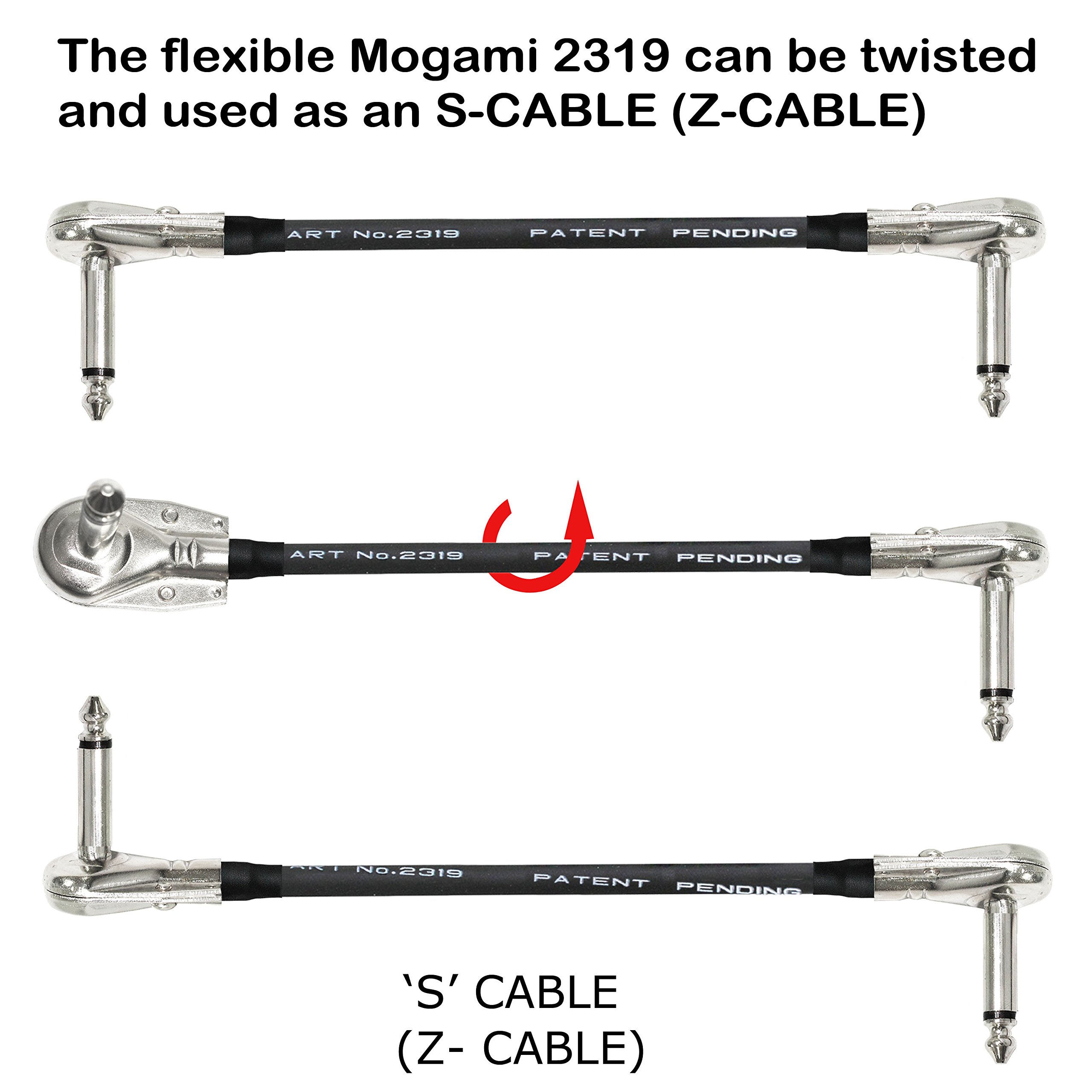 WORLDS BEST CABLES 10 Inch - Pedal, Effects, Patch, instrument cable CUSTOM MADE made using Mogami 2319 wire and Eminence Nickel Plated ¼ inch (6.35mm) R/A Pancake type Connectors