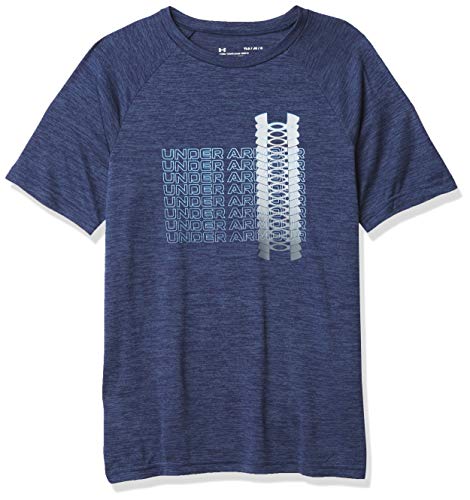 Under Armour Tech Gradient Word Mark Short Sleeve T-shirt, Academy Blue (408)/Halo Gray, Youth Small