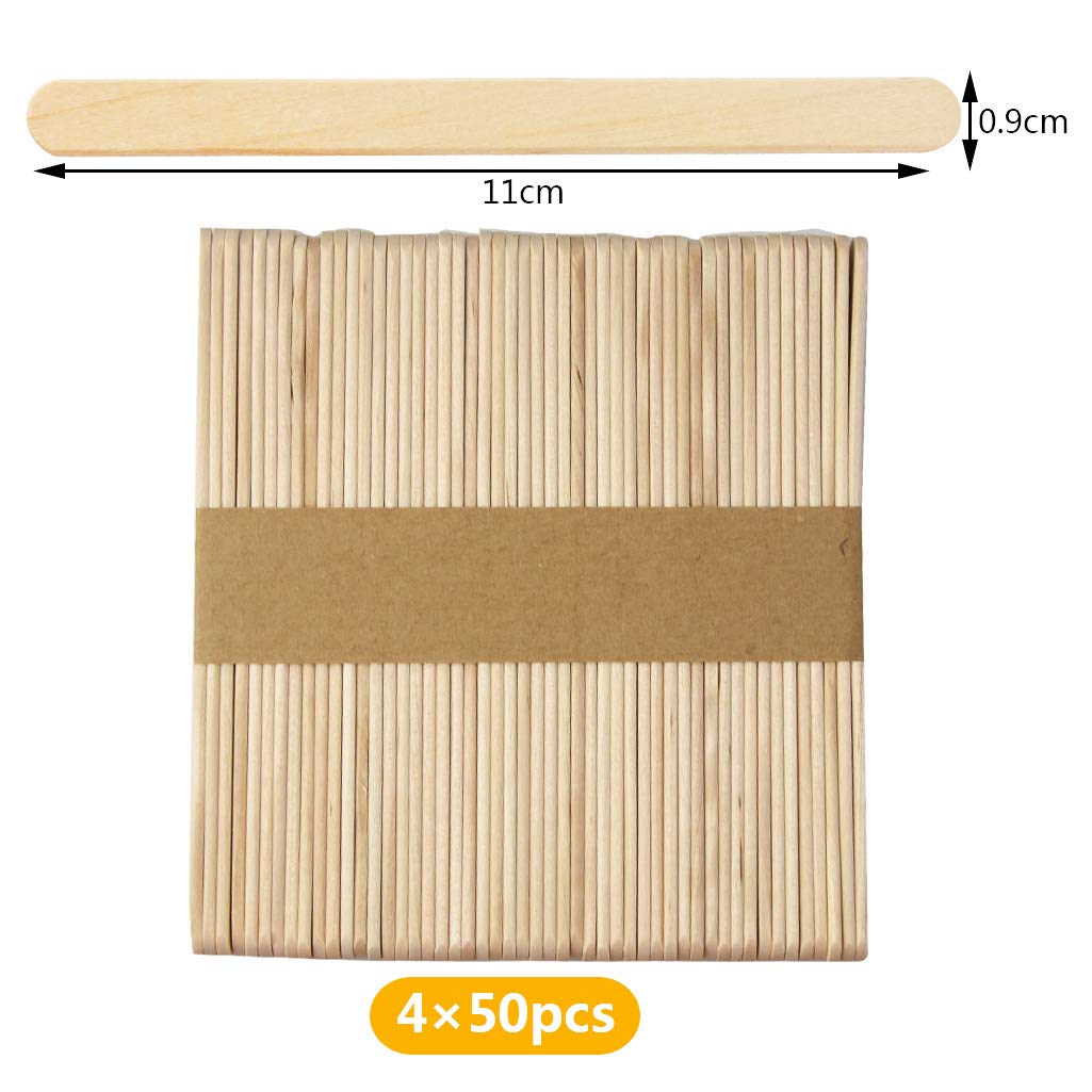 Yolyoo 200pcs Wooden Wax Sticks Wax Spatulas Wax Applicator Craft Sticks for Hair Eyebrow Removal